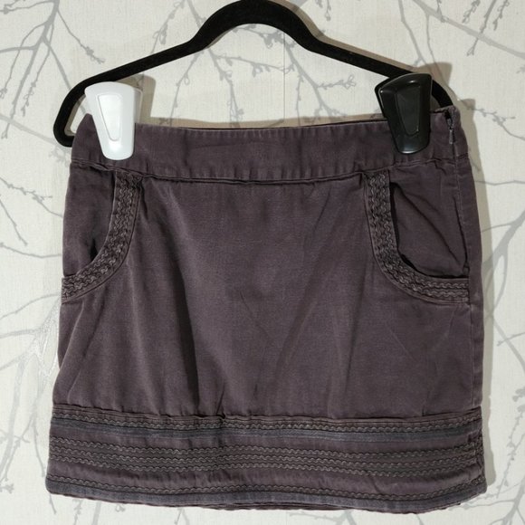 Anthropologie | Skirts | Elevenses Brown Squiggle Trim Mini Skirt W ...